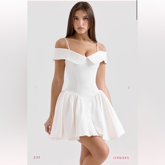House of CB | Dresses | House Of Cb Elidawhite Twill Off Shoulder Mini ...